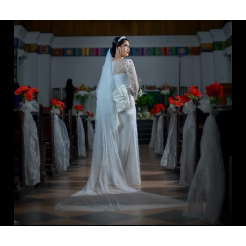 Jual [MOANA] VEIL BRIDE, VEIL 3 METER, VEIL NIKAH, VEIL FLOOR LENGTH ...