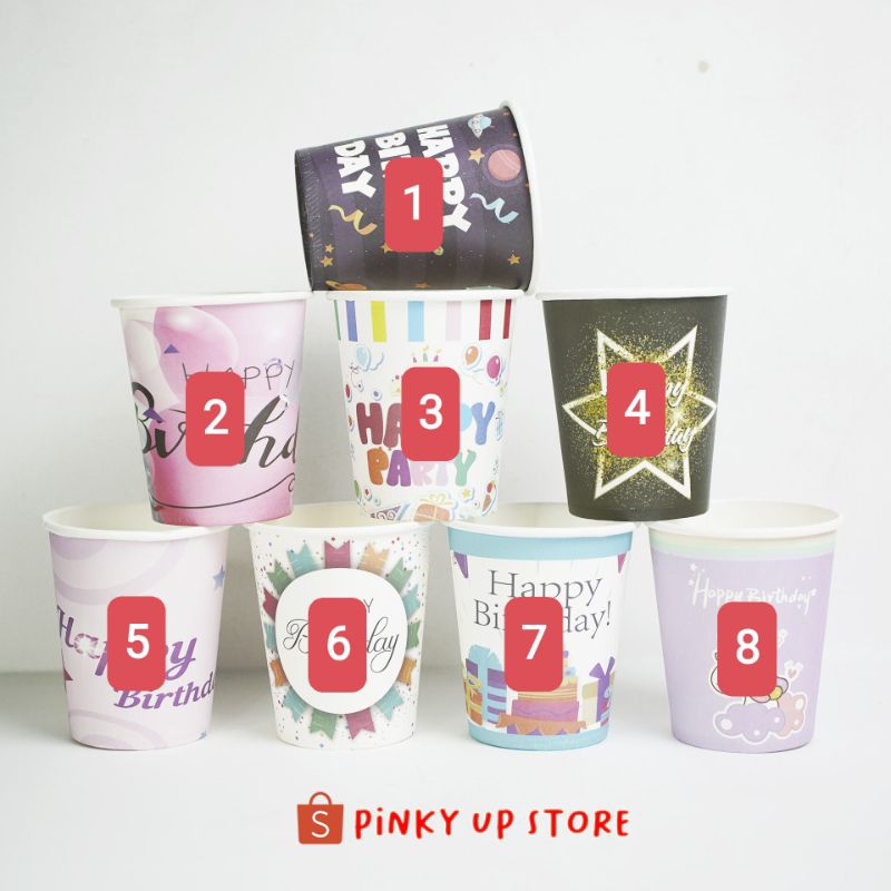 Jual GELAS CUP/PAPPER CUP/GELAS CUP MOTIF(isi 10pcs) | Shopee Indonesia