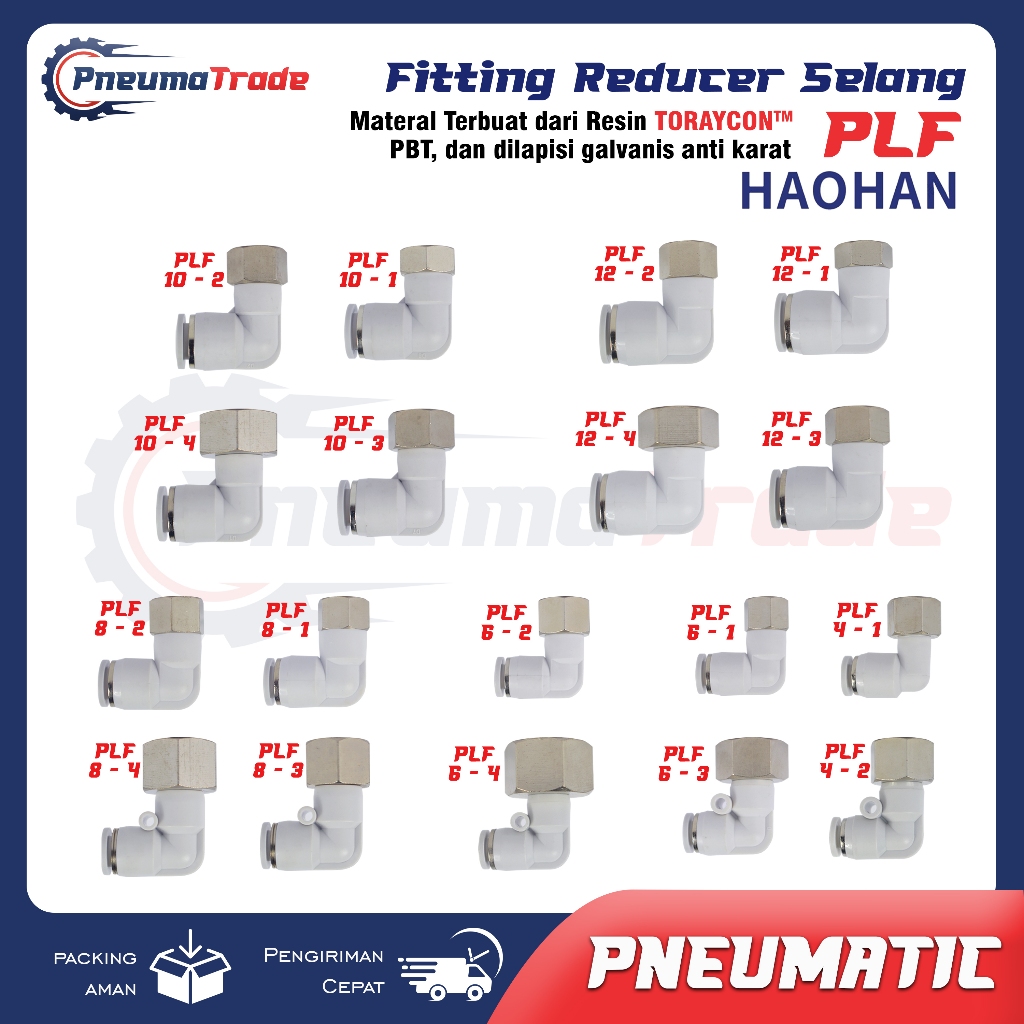 Jual PLF FITTING ELBOW PNEUMATIC FEMALE SELANG DRAT 1/4" | Shopee Indonesia
