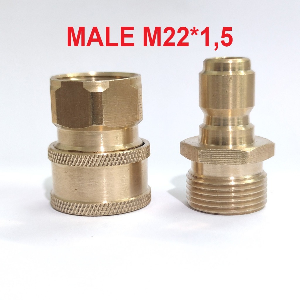 Jual Coupler nepel angin adaptor M22 1/4 Male M14X1.5 Female Male ...