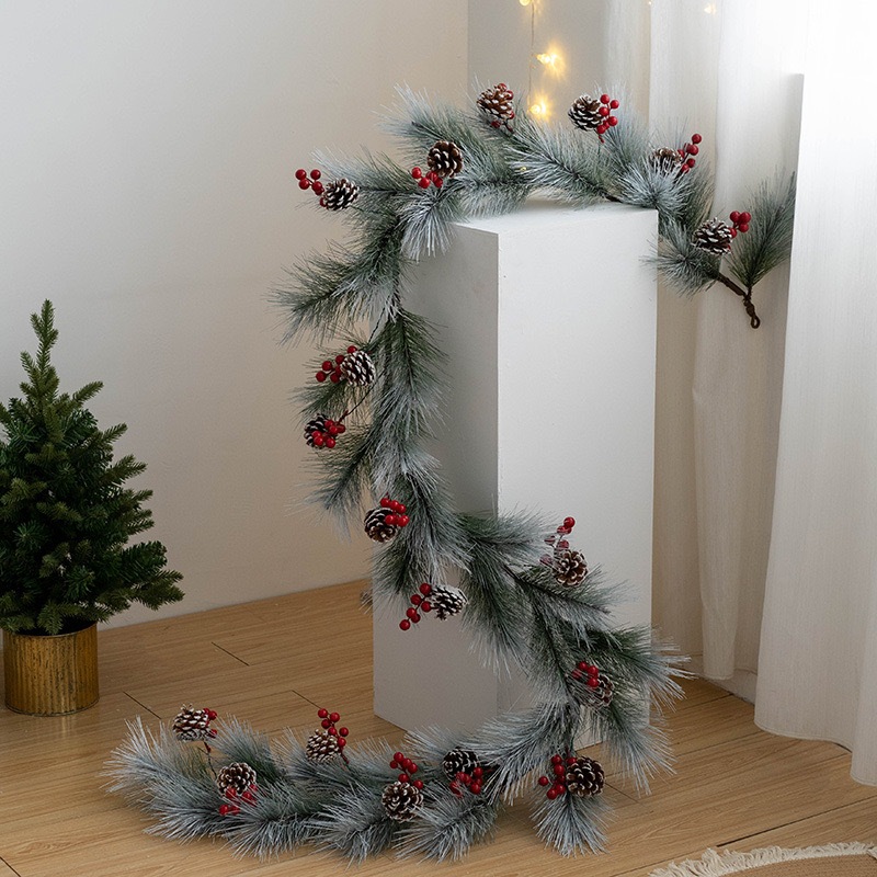 Jual Long Vine Hiasan Natal Dekorasi Christmas 2 Meter Hijau Daun Bunga ...