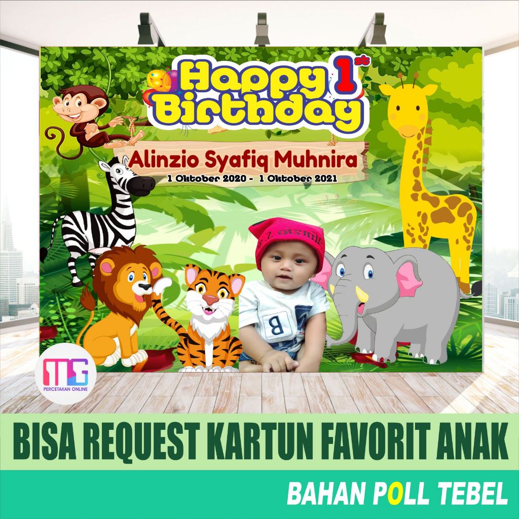 Jual Spanduk Ulang Tahun Anak Laki Laki Tema Kebun Binatang - banner ...