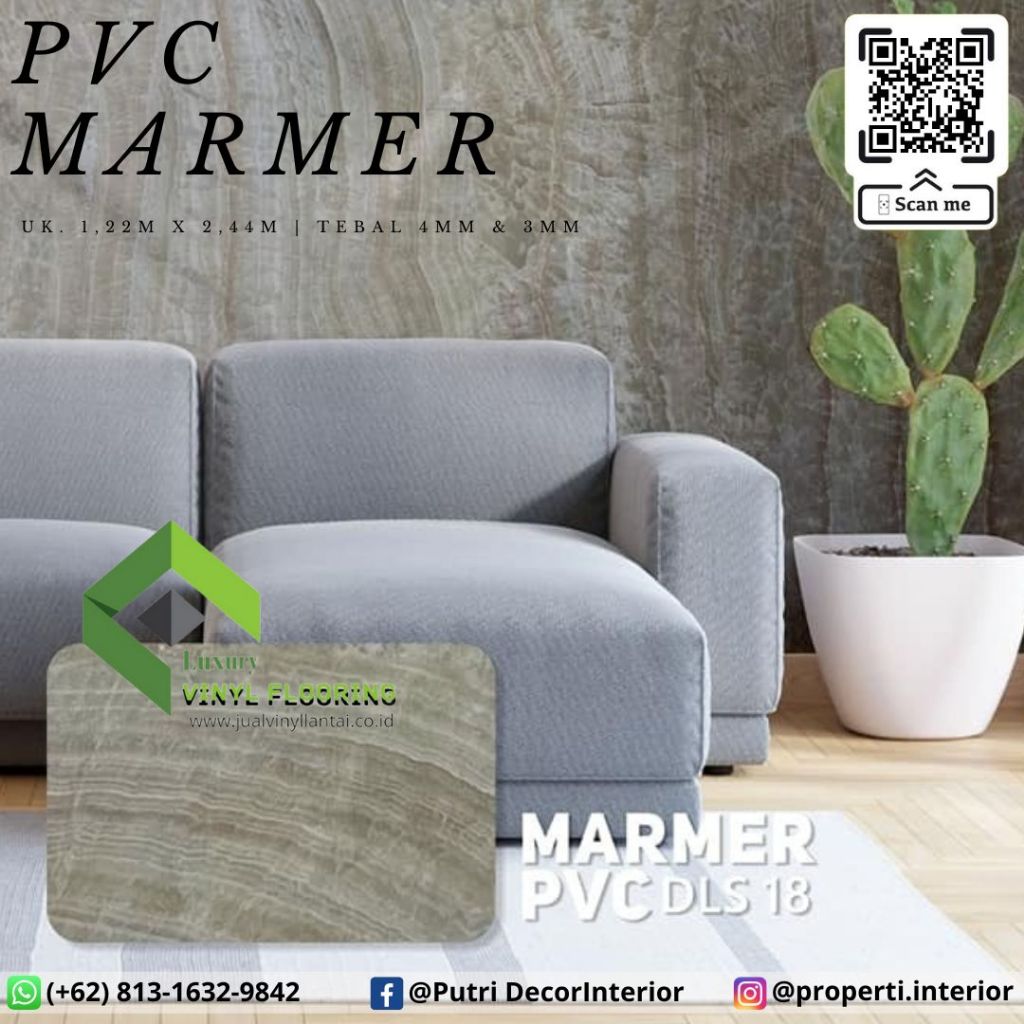 Jual pvc marmer dinding type DLS18 tebal 4mm panel uk. 1,2m x 2,4m ...