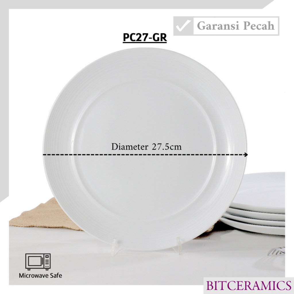 Jual Piring Makan Keramik 27.5CM (1PCS) Putih By Indo Keramik / Piring ...