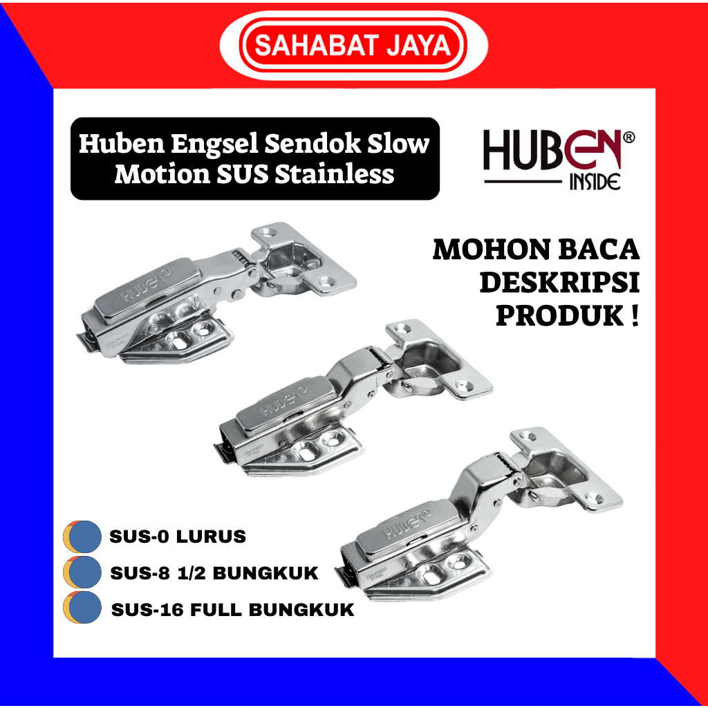 Jual HUBEN Engsel Sendok Slow Motion Soft Close Hidrolis SUS STAINLESS ...