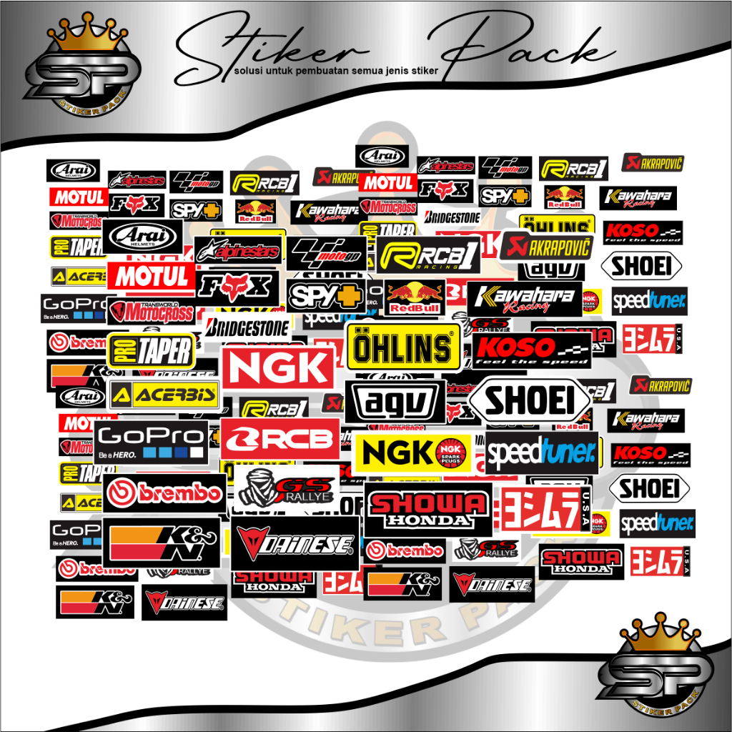 Jual stiker paketan logo racing isi 10,20,30,40,50,100 stiker logo logo ...