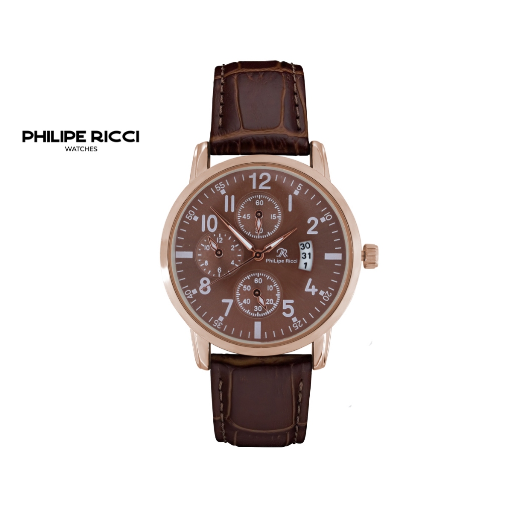 Jual PhiLipe Ricci Jam Tangan Pria Kulit Terbaru Analog Quartz Strap ...