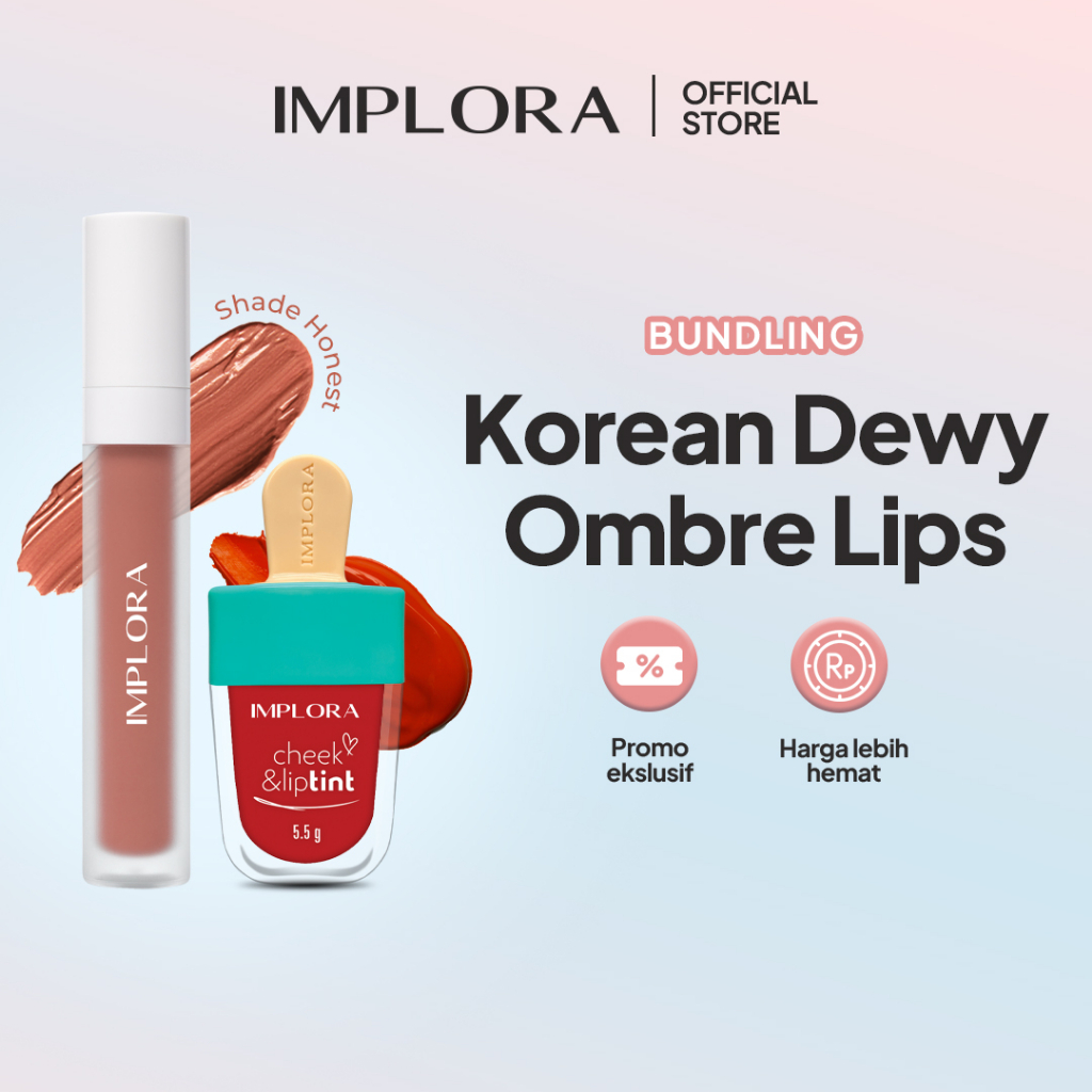 Jual Implora Korean Dewy Ombre Lips (Honest Lip Velvet + Lip Tint) | Shopee Indonesia