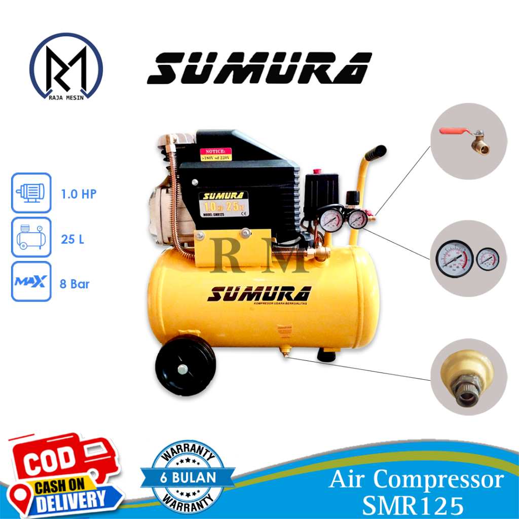 Jual Kompresor Angin Listrik / Air Compressor Matrix MTX125 (1HP, 25 ...