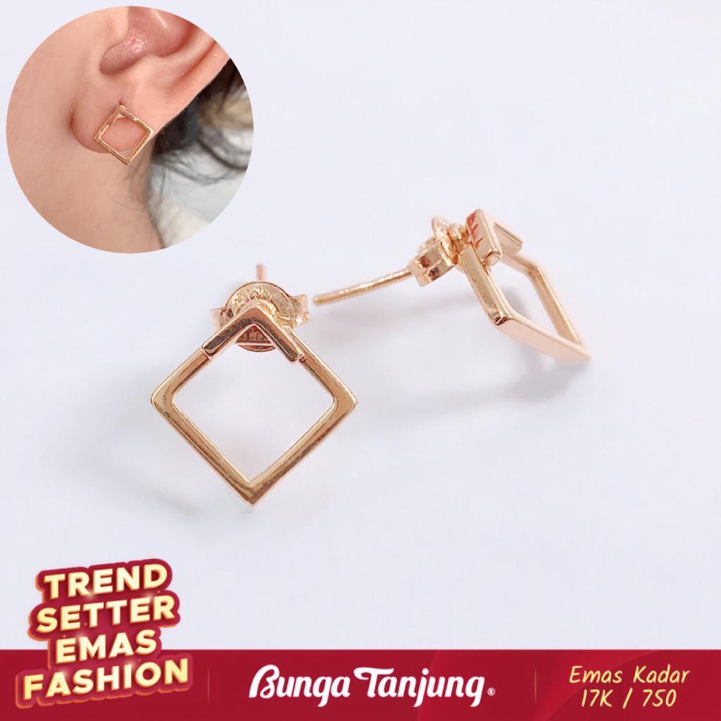 Jual ANTING TINDIK KOTAK VARIASI - EMAS 17K - BUNGA TANJUNG GOLD | Shopee Indonesia
