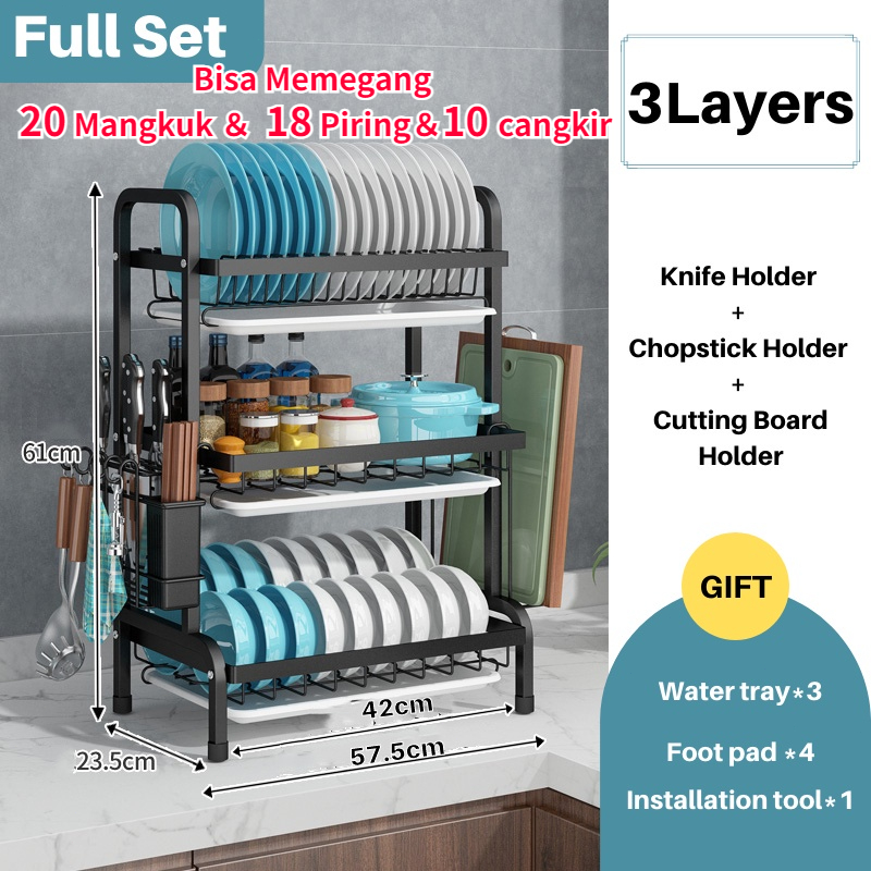 Jual Rak Piring Stainless Rak Rak Dapur Cuci Piring Wastafel 2 Susun ...