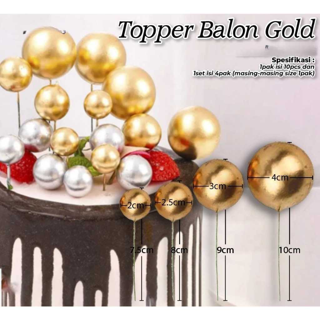 Jual Topper Balon Gold | Silver| Topper Kue (1 Set 20 Pcs) | Shopee ...
