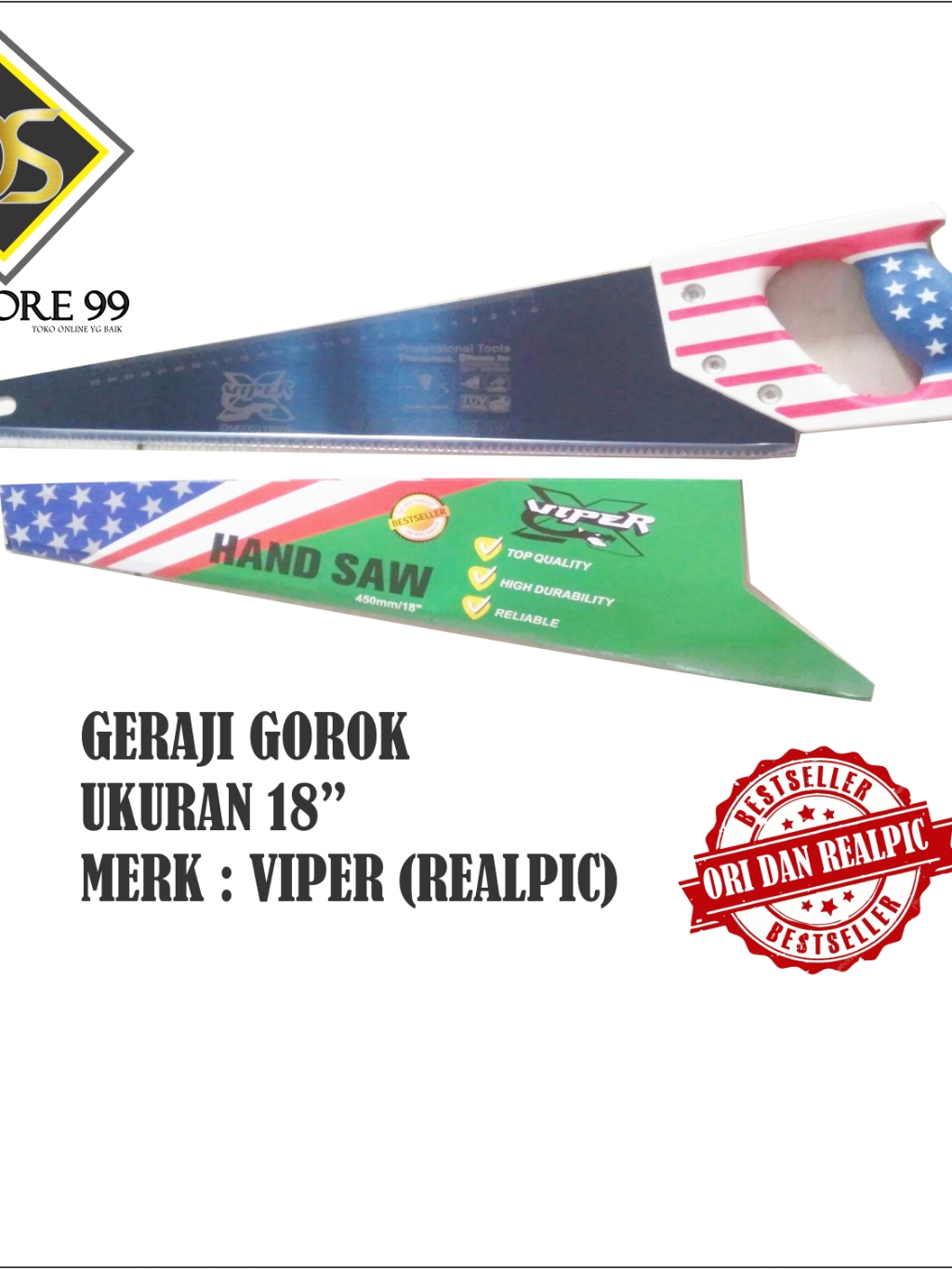 Jual gergaji kayu dan bambu merk viper ukuran 18" realpic geraji graji ...