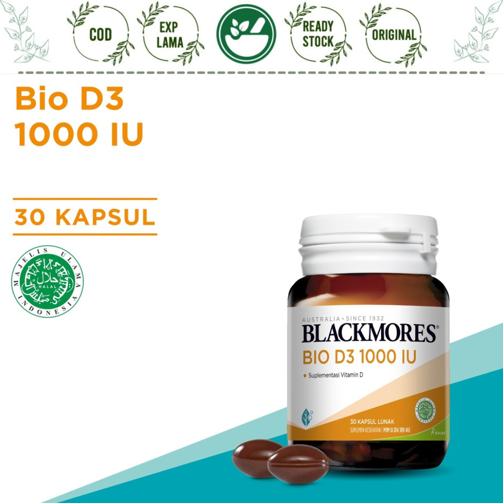 Jual BLACKMORES BIO D3 1000 IU 30 KAPSUL VIT D3 1000IU DAYA TAHAN TUBUH ...