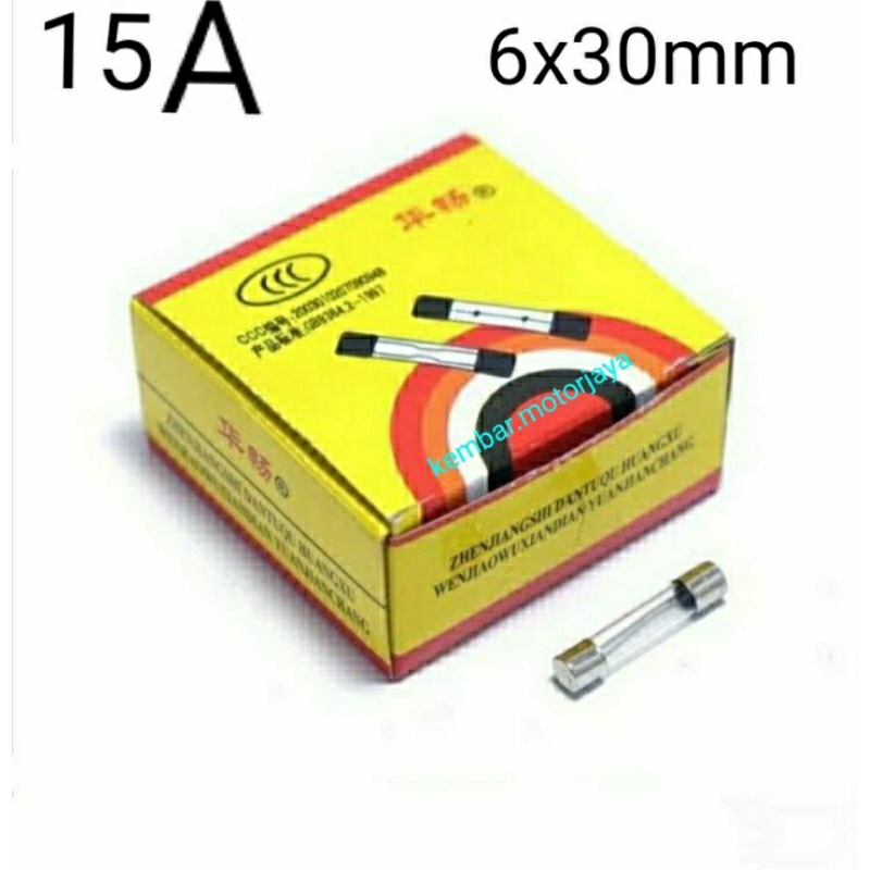 Jual Paket 100pcs/ Fuse Sekring Sekering Botol Tabung 15 Amper(besar ...