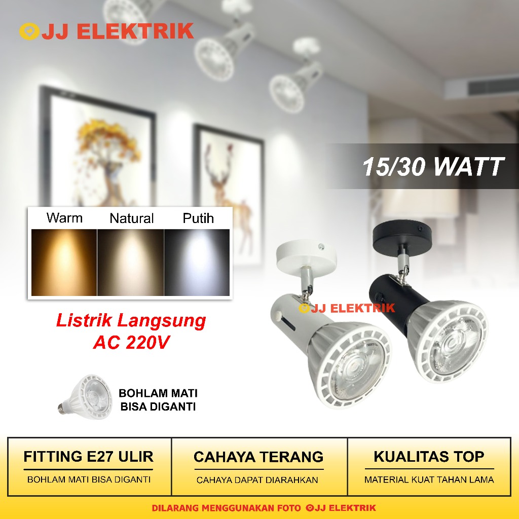 Jual Lampu Spotlight LED E27 15W 30W Sorot Terang Bisa Diarahkan Hitam ...