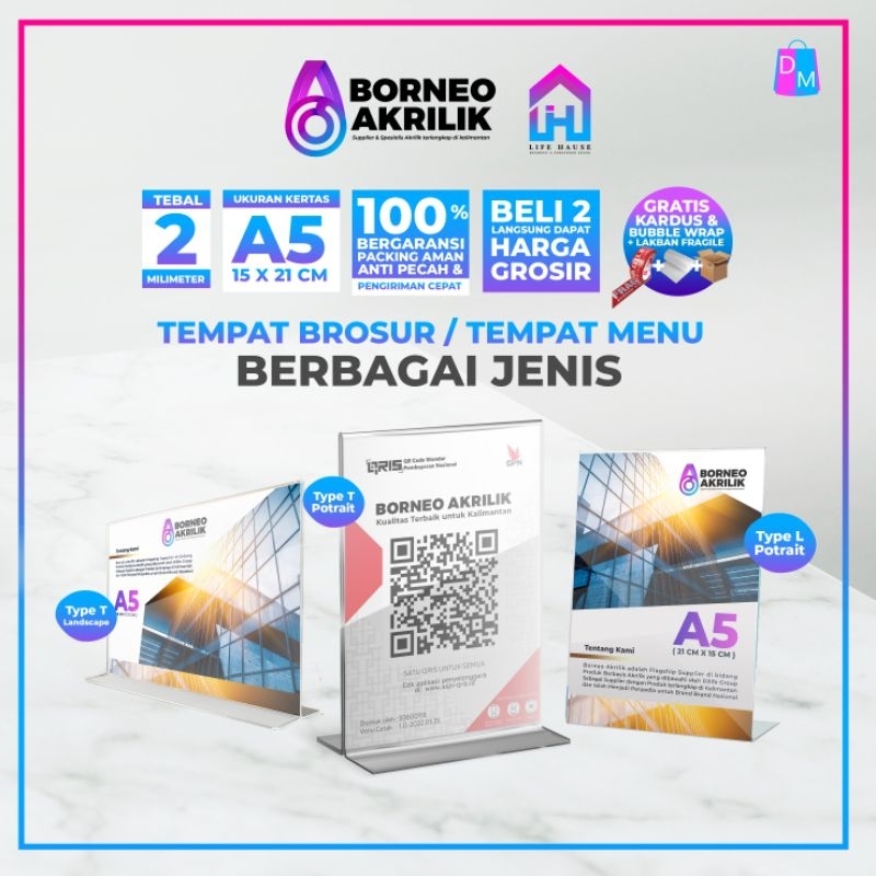 Jual Tempat Qris A5 Akrilik Tempat Brosur Akrilik Wadah Brosur ...