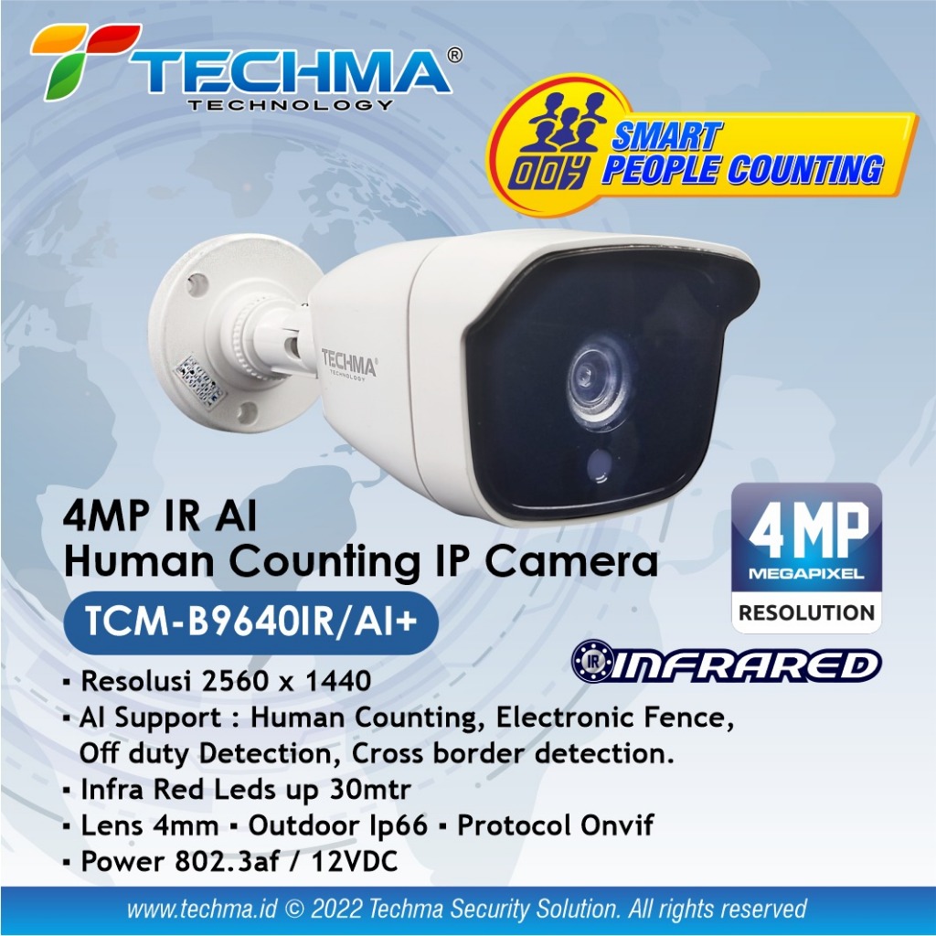 Jual TECHMA PEOPLE COUNTING AI CAMERA 4MP Outdoor IR | Shopee Indonesia