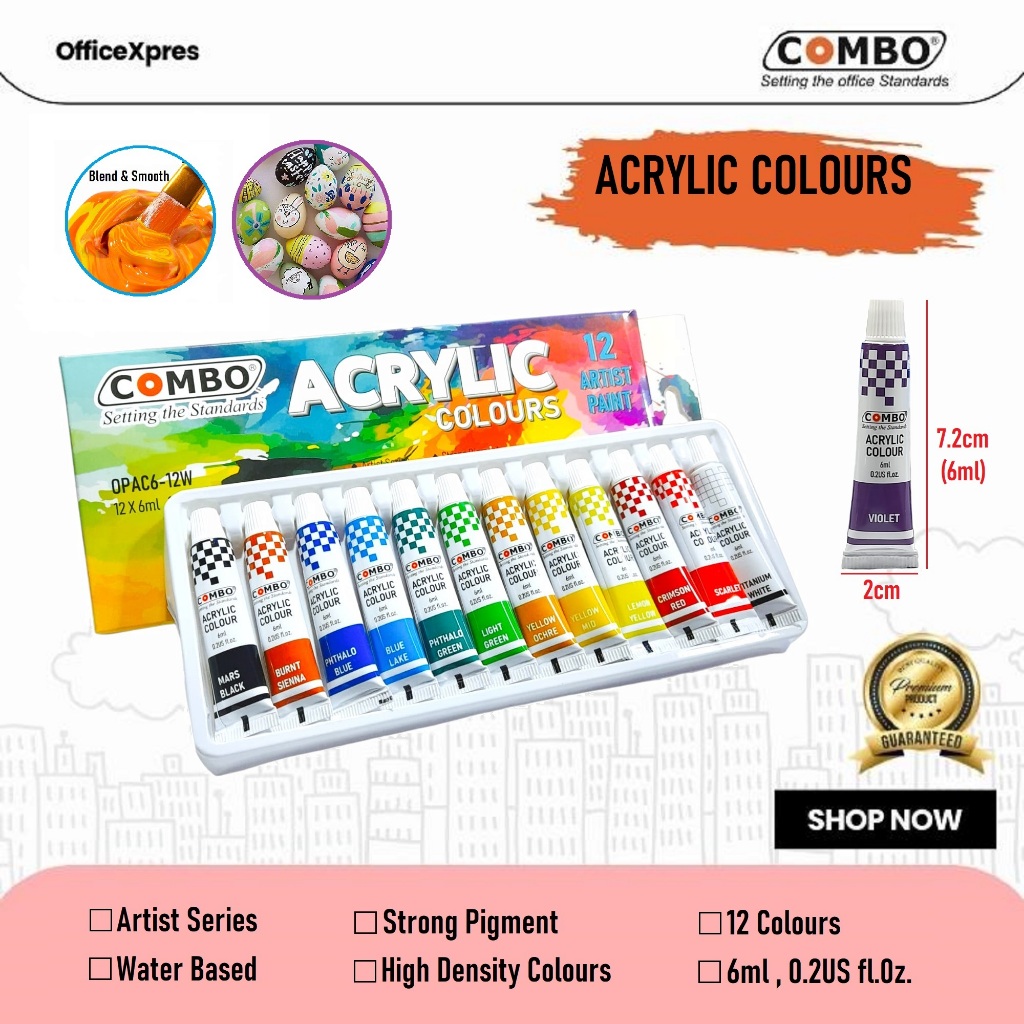 Jual Cat Akrilik 12 Warna / Acrylic Colours Painting / Cat Lukis ...