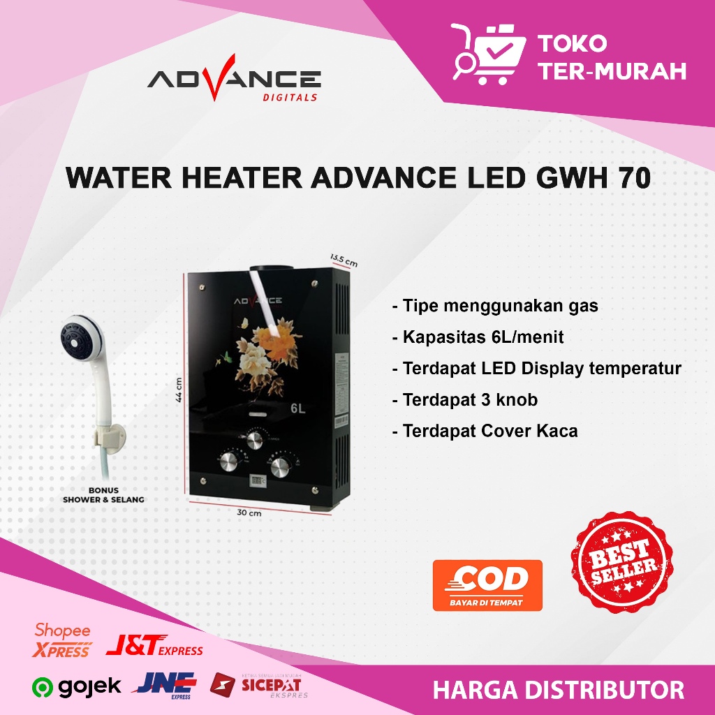 Jual WATER HEATER ADVANCE LED GWH 70 newww | Shopee Indonesia