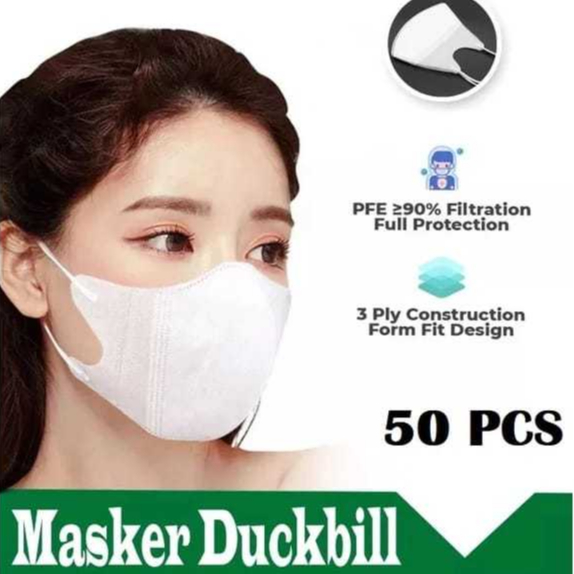 Jual Masker Duckbil Facemask isi 50Pcs Putih / Hitam Duckbill Earloop ...