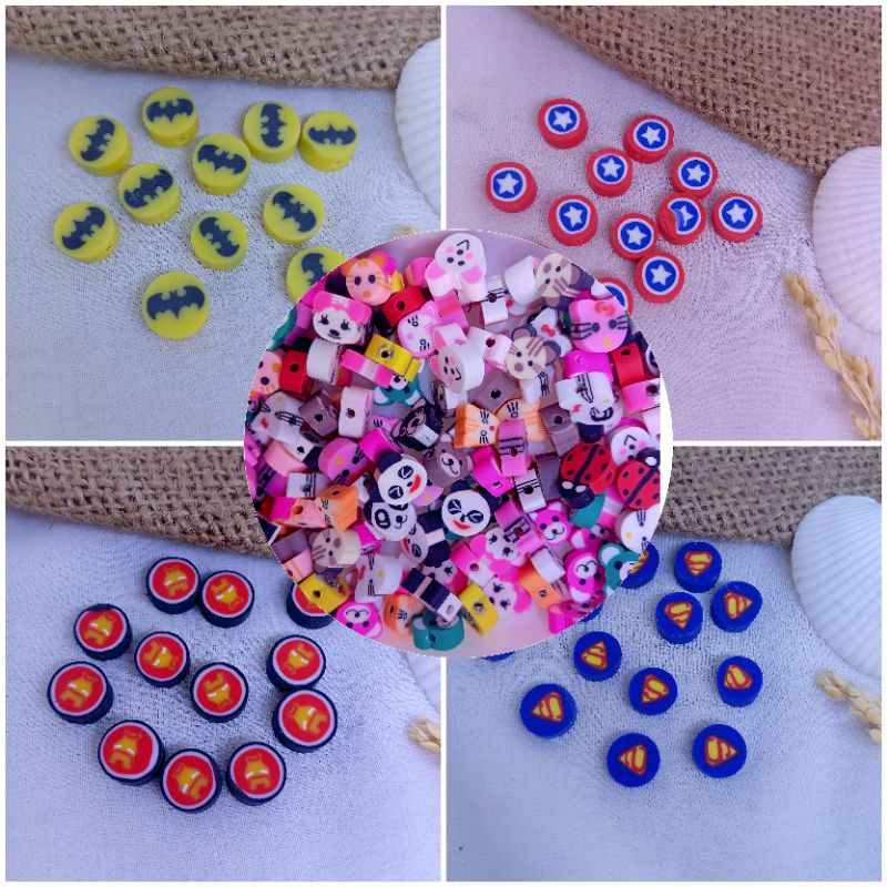Jual MANIK SPACER POLIMER CLAY BAHAN KARET, POLIMER CLAY ISI PWR 12 PCS ...
