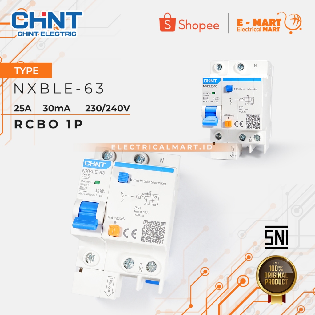 Jual CHINT RCBO RCCB ELCB NXBLE-32 1P 1 Phase 16A 25A 30mA Proteksi Setrum | Shopee Indonesia