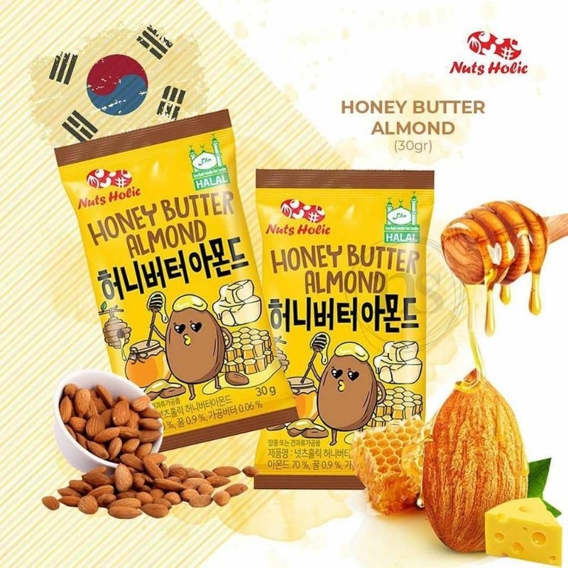 Jual NUTS HOLIC HONEY BUTTER ALMOND 30 gr / Korean Halal Snack / Kacang ...