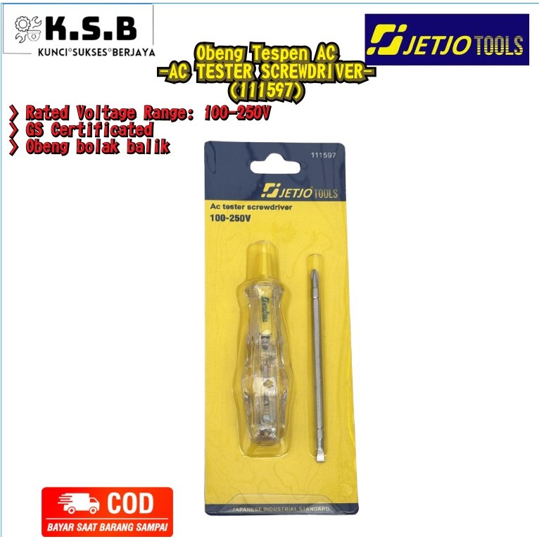 Jual ( 111597 ) Obeng tespen bolak balik plus dan minus 100-250v / ac ...