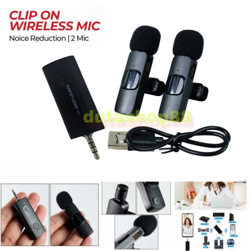 Jual microphone wireless clip on mic Jack mic 3.5mm TRRS | Shopee Indonesia
