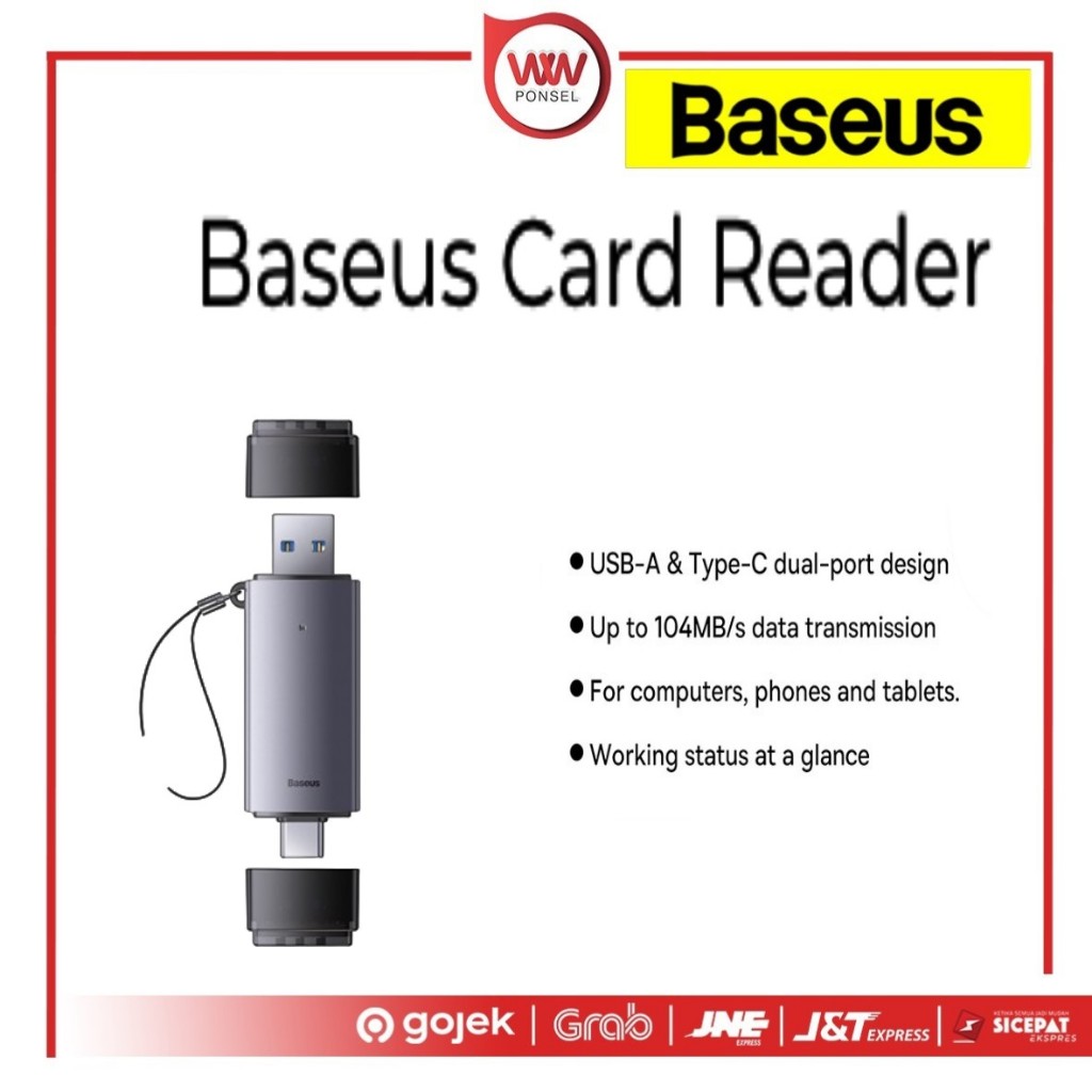 Jual Baseus Card Reader USB 3.0 Type-C to SD TF High Speed 2IN1 OTG ...