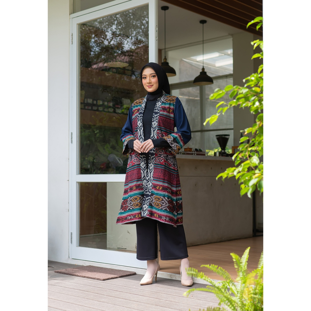 Jual Mujde Ruby Navy Tenun Long Cardigan | Shopee Indonesia