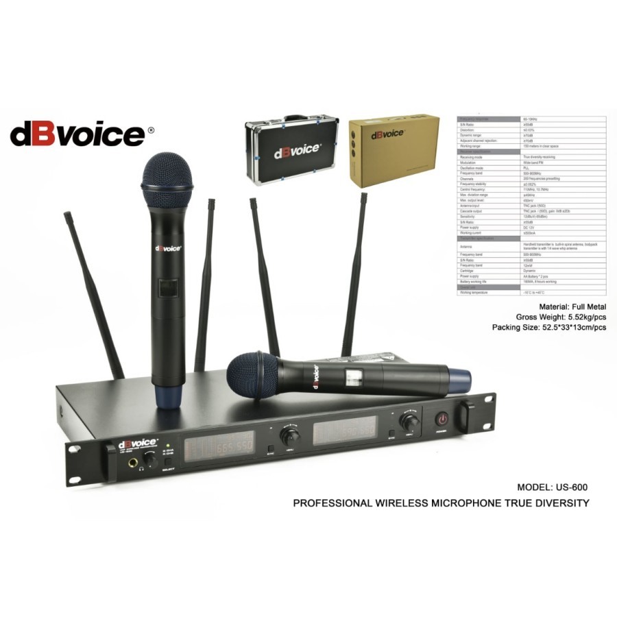 Jual MIC WIRELESS ORIGINAL DB VOICE US 600 / US600 DBVOICE 2 MIC ...