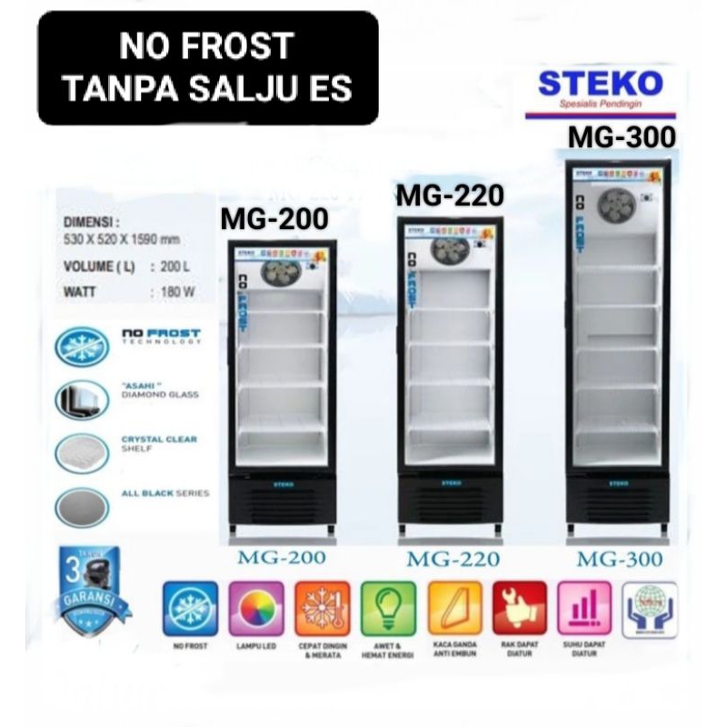 Jual STEKO MG-220 LEMARI KACA DISPLAY COOLER STEKO MG-220 4RAK NO FROST ...