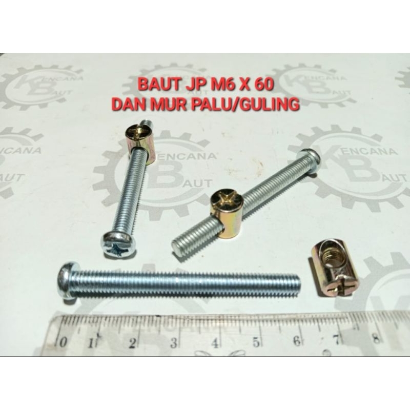 Jual BAUT JP M6 X 60 GALVANIS DAN MUR PALU/GULING KUNCI OBENG PLUS ...