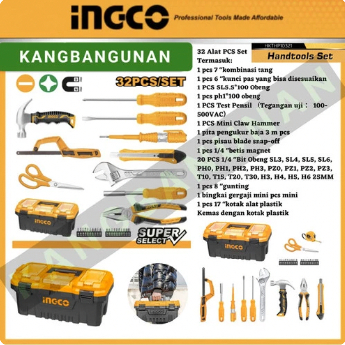 Jual Tool Box 32pcs Hand Tools Set INGCO HKTHP10321 Kotak Perkakas ...