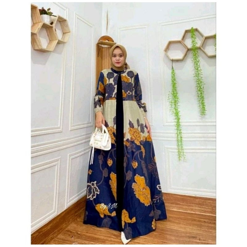 Jual Gamis Batik Mix Moscrepe premium Wanita Busui Terbaru Gamis Batik ...