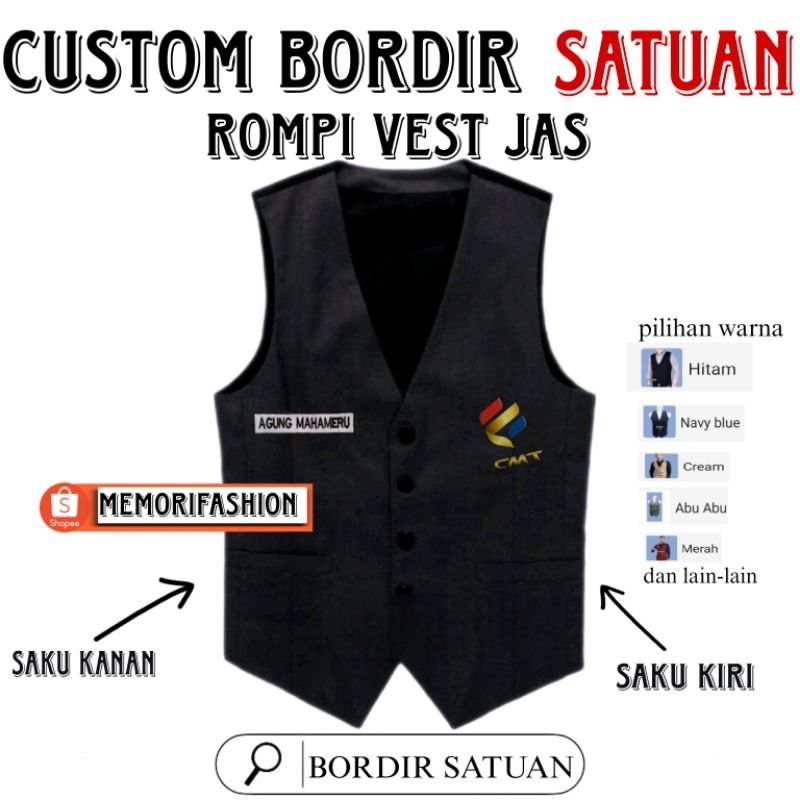 Jual CUSTOM BORDIR ROMPI JAS FORMAL BASIC / ROMPI HOTEL / ROMPI VEST ...