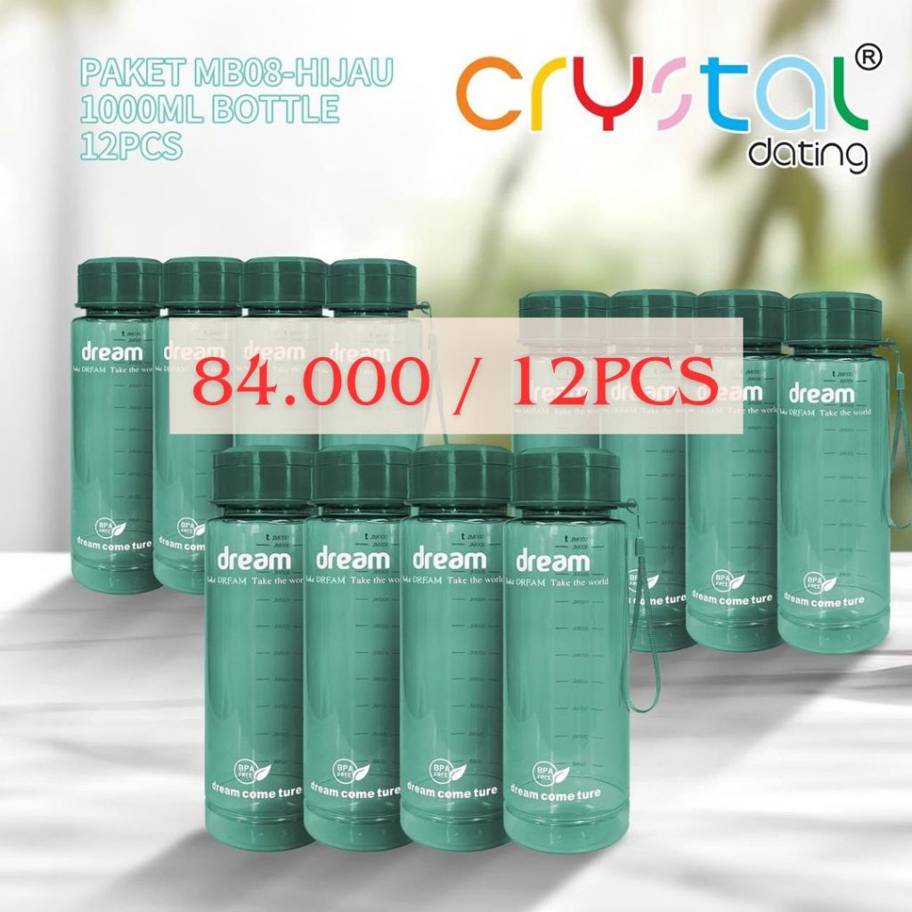 Jual Paket hemat 12pcs Botol Minum | Botol Minum DREAM 1000ML | Paket ...