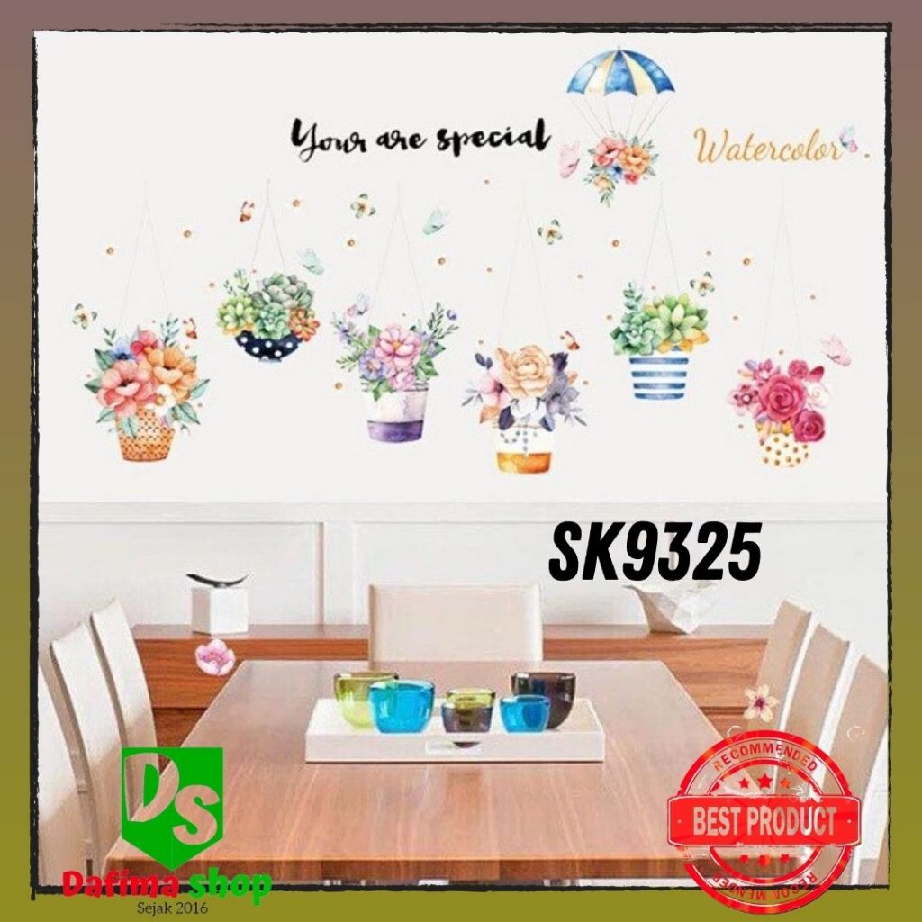 Jual Wallsticker Dekorasi Dinding Uk.60x90 Pot Bunga Gantung SK9325 ...
