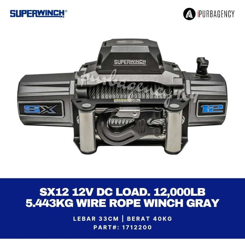 Jual Superwinch SX12 12V DC 12,000lb (5,4T) Wire Rope Winch Gray ...