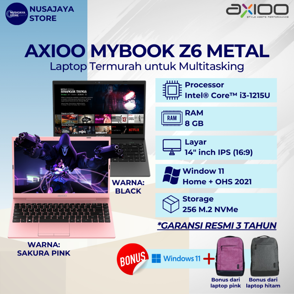 Jual AXIOO MYBOOK Z6 METAL CORE I3 1215U 8GB 256GB SSD 14" FHD WIN11 | Shopee Indonesia
