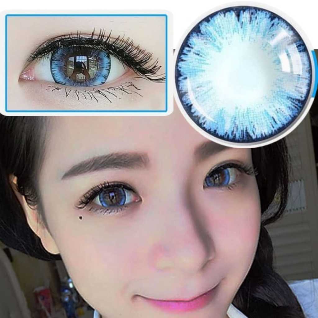Jual J35 Softlens Premium Biru Blue Motif 16 MM Mata Barbie Big Eyes ...