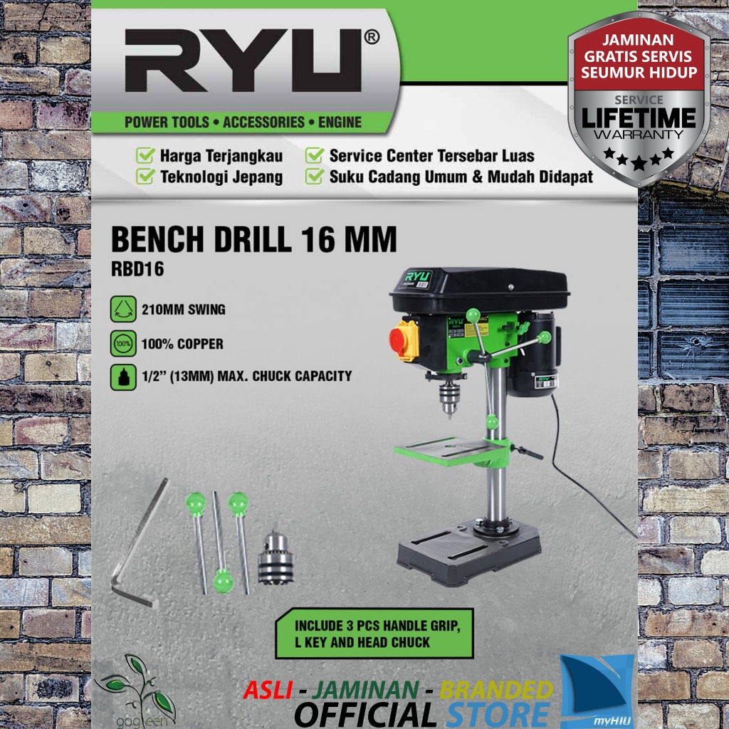 Jual Mesin Bor Duduk Listrik Max 16 mm - Bench Drill RBD16 RYU | Shopee ...