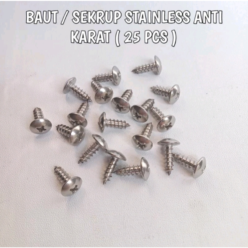 Jual (25 pcs) Skrup cacing stainless steel 8 x 1/2" | Shopee Indonesia