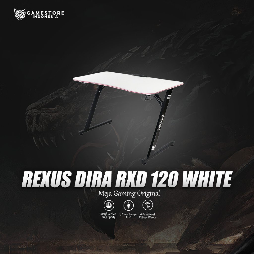 Jual MEJA GAMING REXUS DIRA RXD 120 WHITE WHITE ORIGINAL | Shopee Indonesia