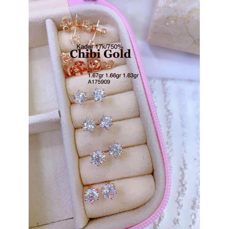 Jual CHIBI GOLD - Anting soliter mata satu anting Anting solitaire emas ...