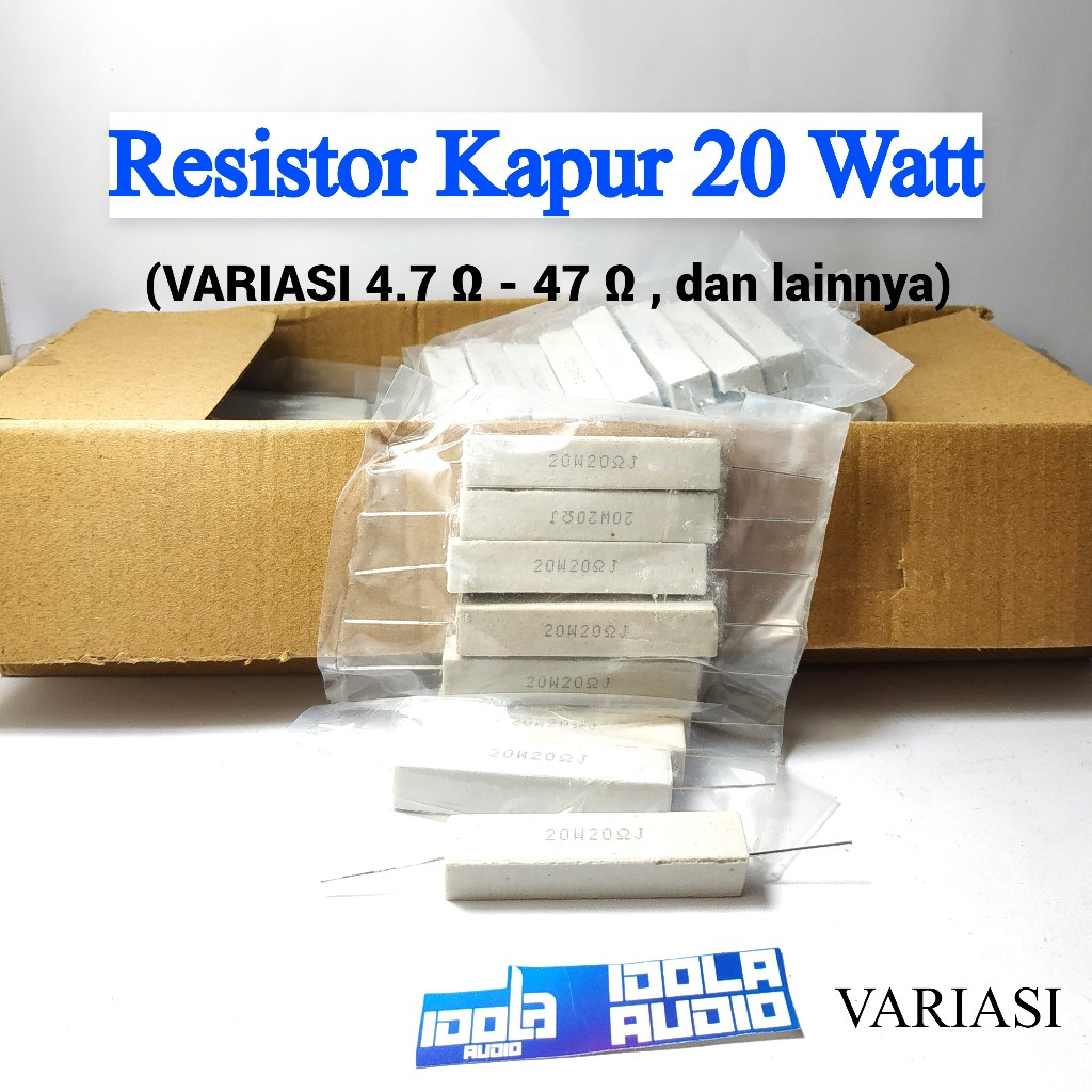 Jual Resistor Kapur 20 Watt (Variasi 4.7 Ω - 47 Ω) | Resistor Kapur 20W ...