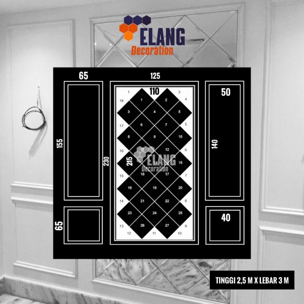 Jual Set Wallmoulding Double + Kaca Cermin Tinggi 2,5 Meter X Lebar 3 ...