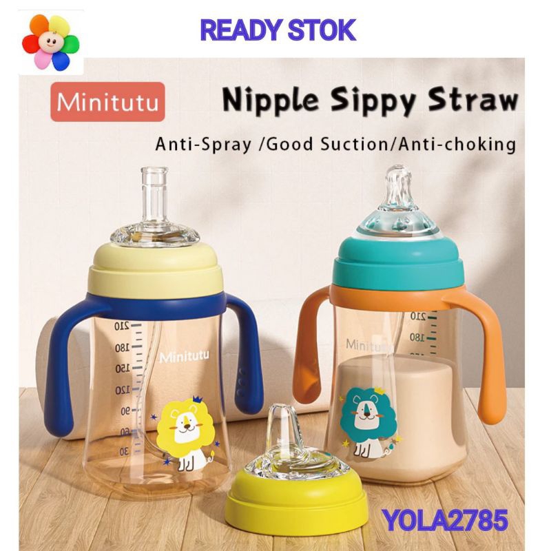 Jual Minitutu 3 in 1 Dot Bayi Botol Minum Susu Makan Seri Singa Lucu 240 ml / 300 ml PP untuk ...